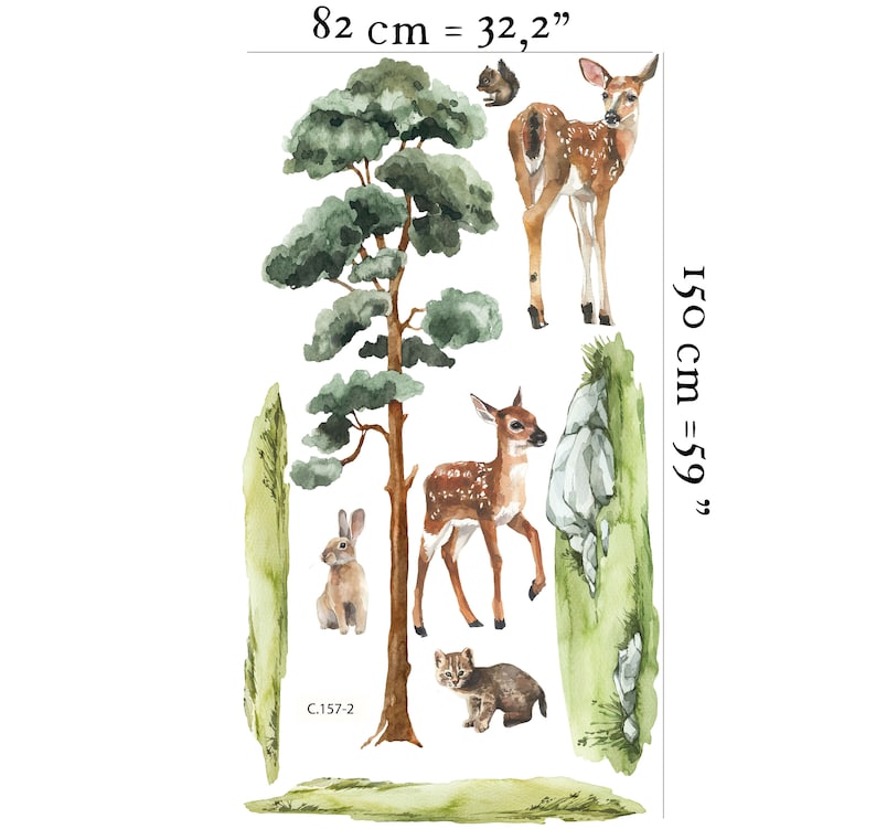 Forest Wall Decals Woodland Wall Decals Forest Decal Fox - Etsy