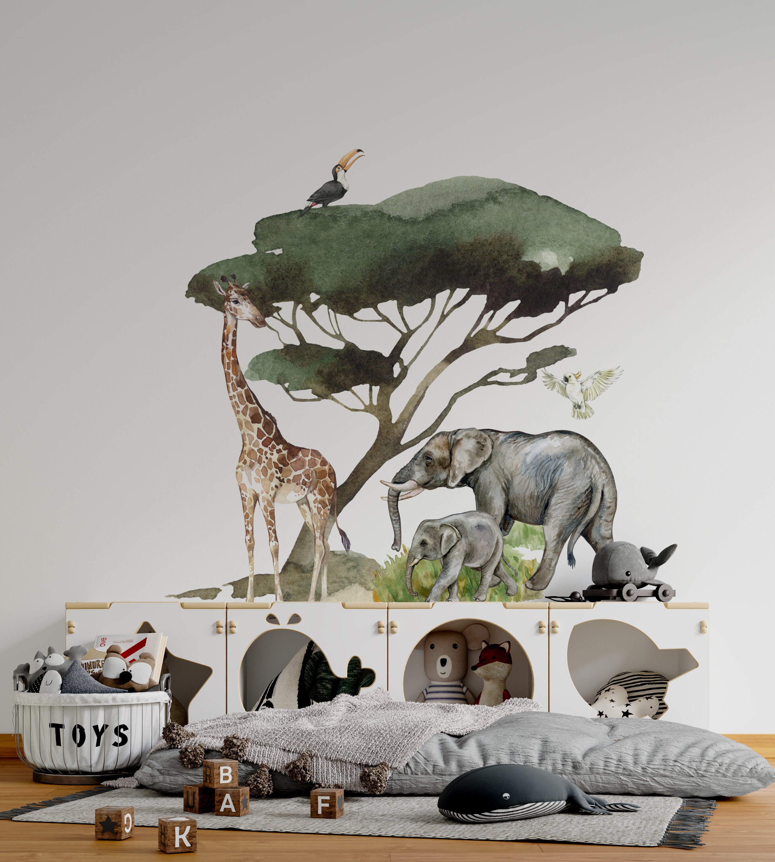 Safari Wall Stickers Jungle Savanna Wall Decal Elephant - Etsy