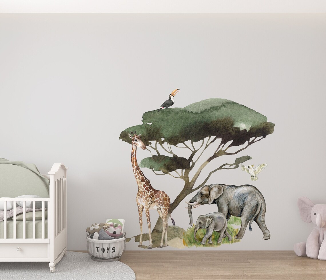 Safari Wall Stickers Jungle Savanna Wall Decal Elephant - Etsy