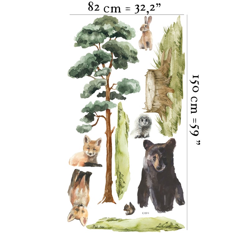 Forest Wall Decals Woodland Wall Decals Forest Decal Fox - Etsy