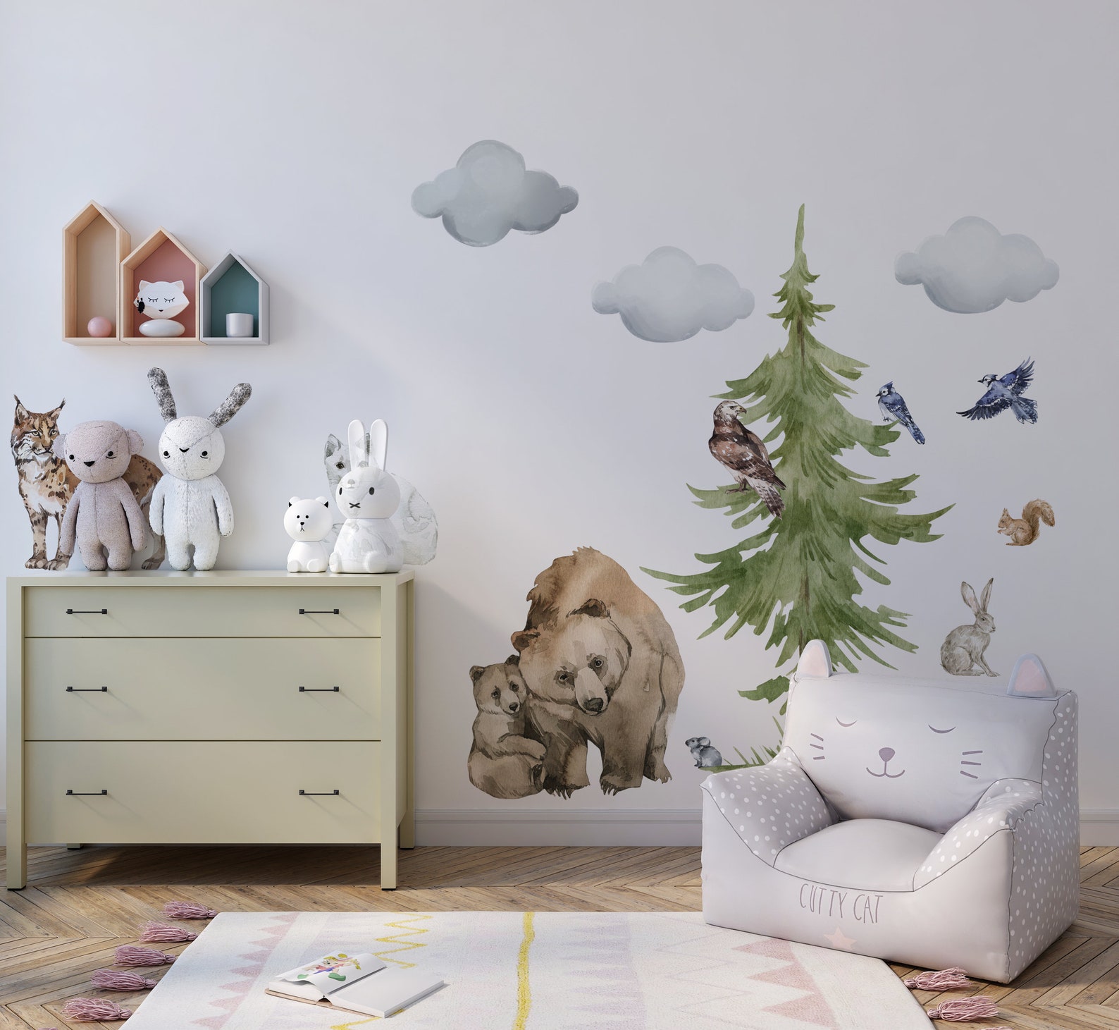 Forest Decal Bear Wall Decal Nursery Woodland Forest Trees - Etsy