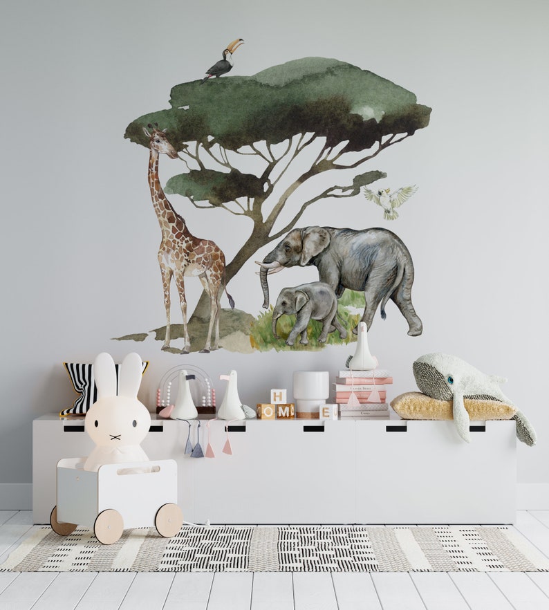 Safari Wall Stickers Jungle Savanna Wall Decal Elephant - Etsy