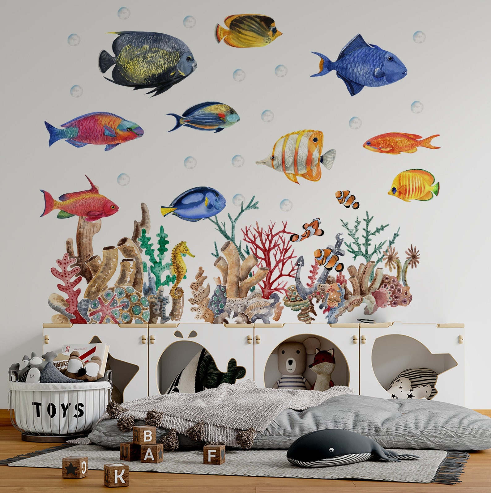 Ocean Wall Decal, Under the Sea Wall Decal, Sea Animals Wall Sticker ...