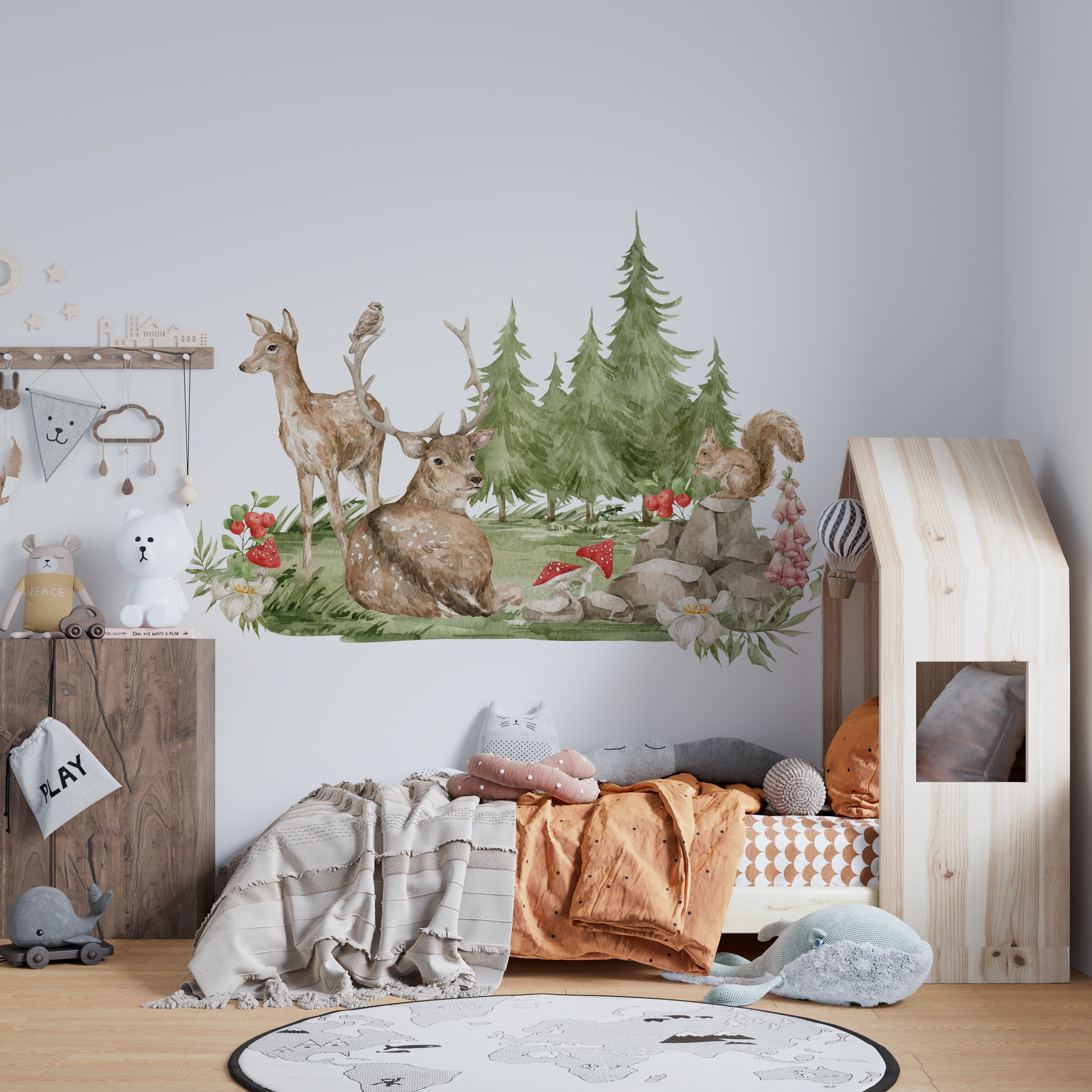 Forest Wall Decals Forest Wall Mural Woodland Decal | Etsy