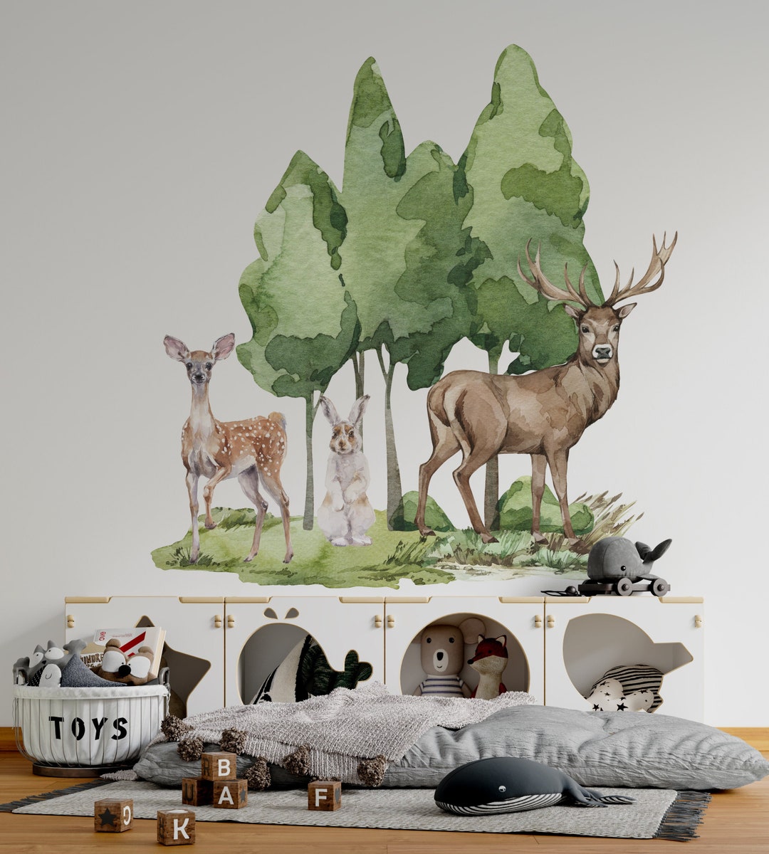 Forest Wall Decals, Woodland Wall Decals, Forest Decal, Nursery Decal ...