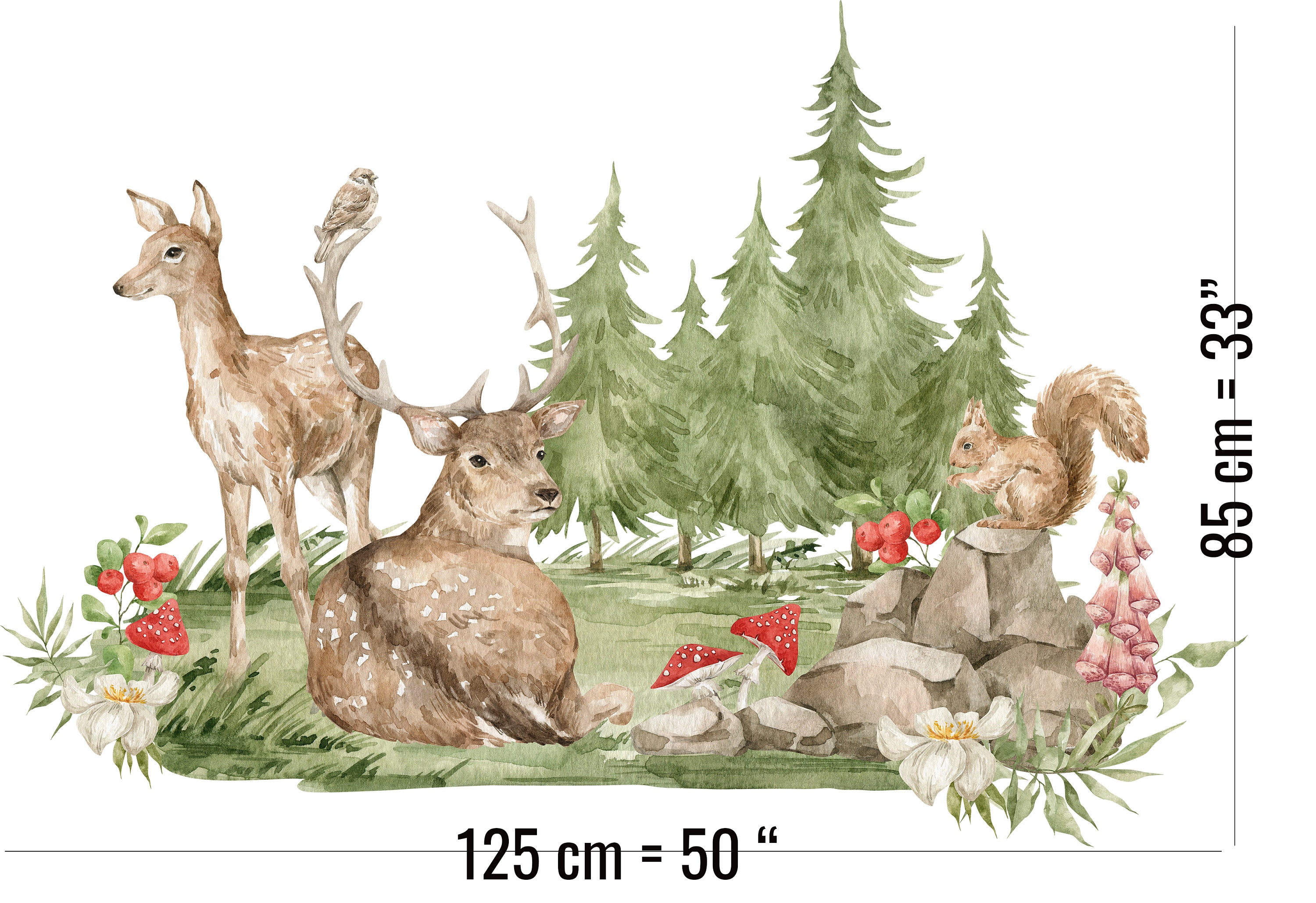 Forest Wall Decals Forest Wall Mural Woodland Decal | Etsy