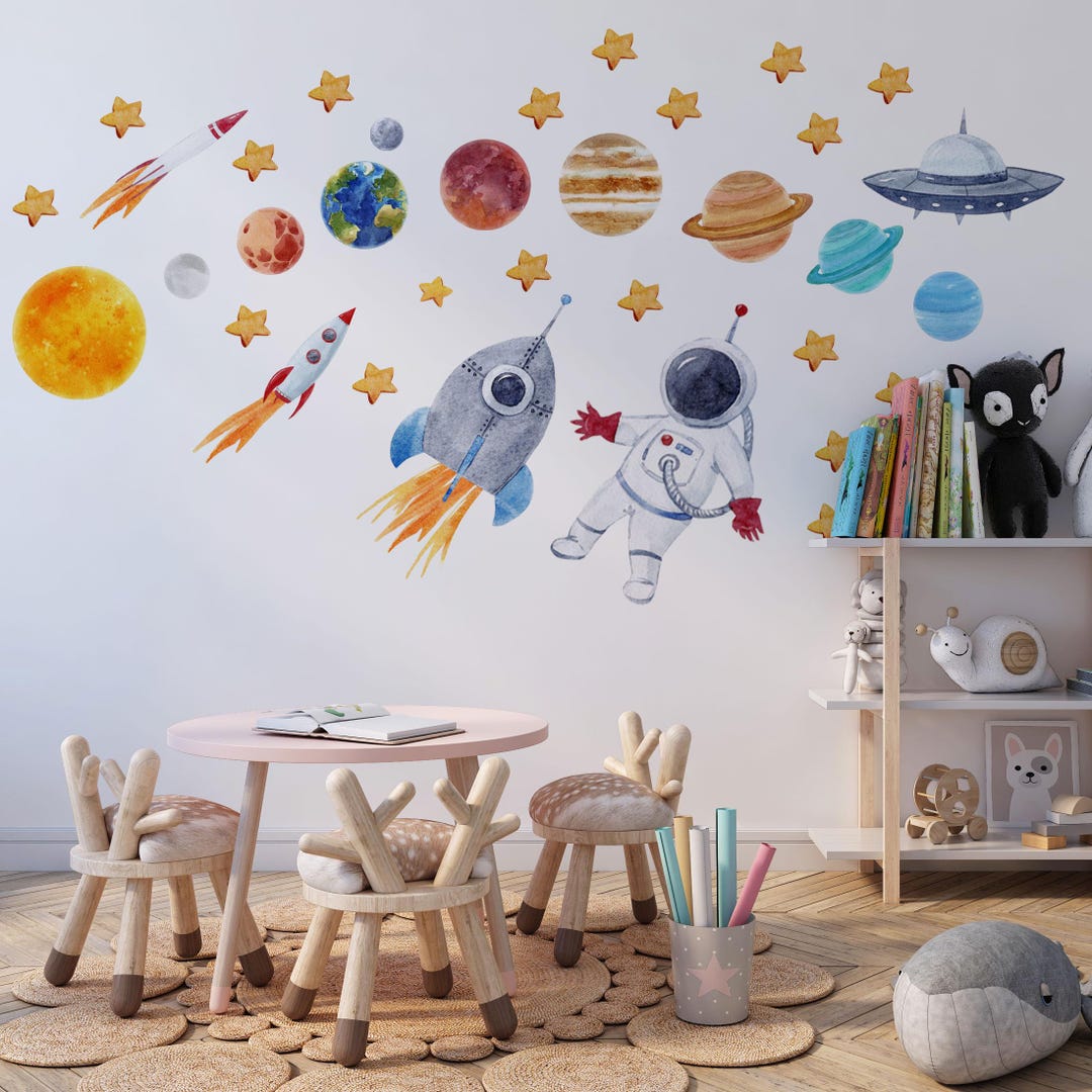 Space Wall Decal for Nursery Room, Space Wall Decal, Space Theme ...