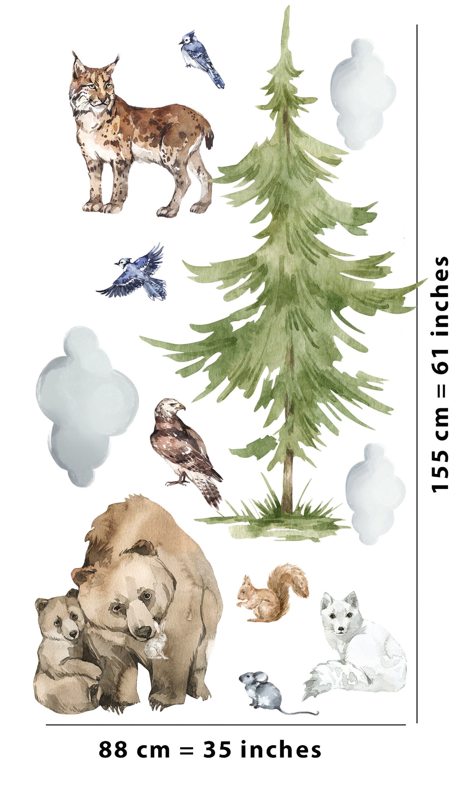 Forest Decal Bear Wall Decal Nursery Woodland Forest Trees - Etsy
