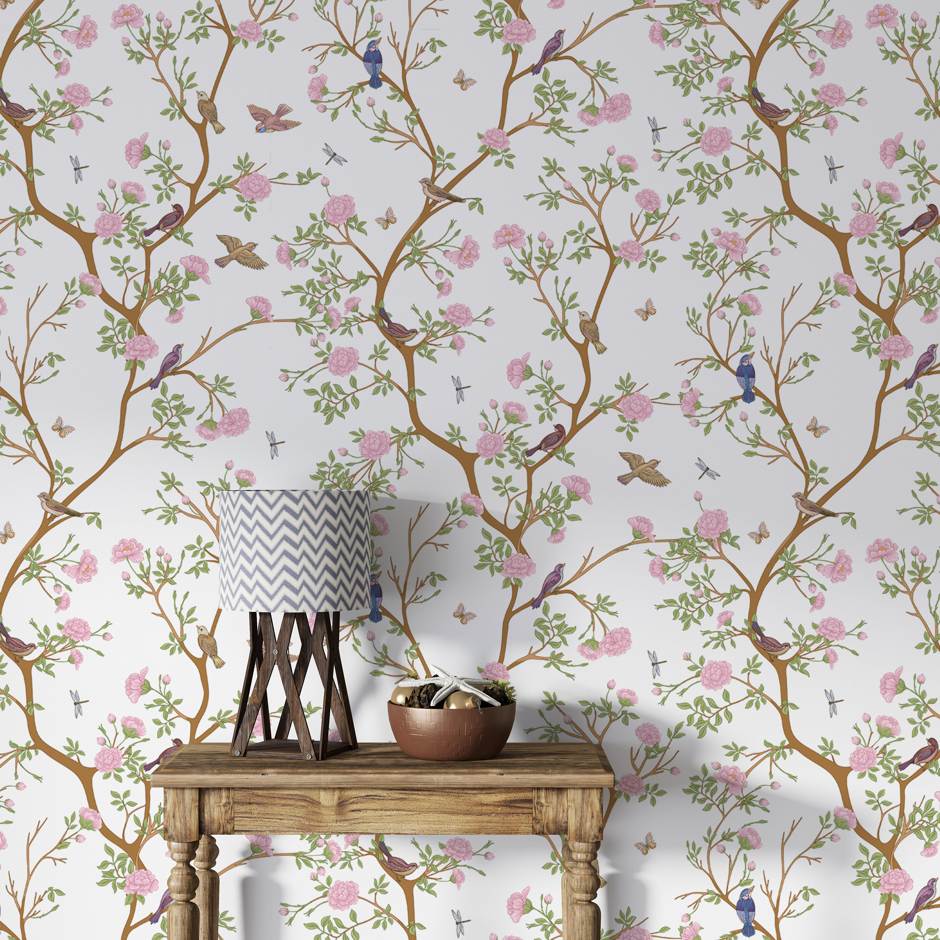 Floral Wallpaper Chinoiserie Wallpaper Removable Wallpaper - Etsy