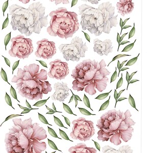 Peony Sticker, Peony Flowers Wall Sticker, Flower Wall Decal, Peonies ...