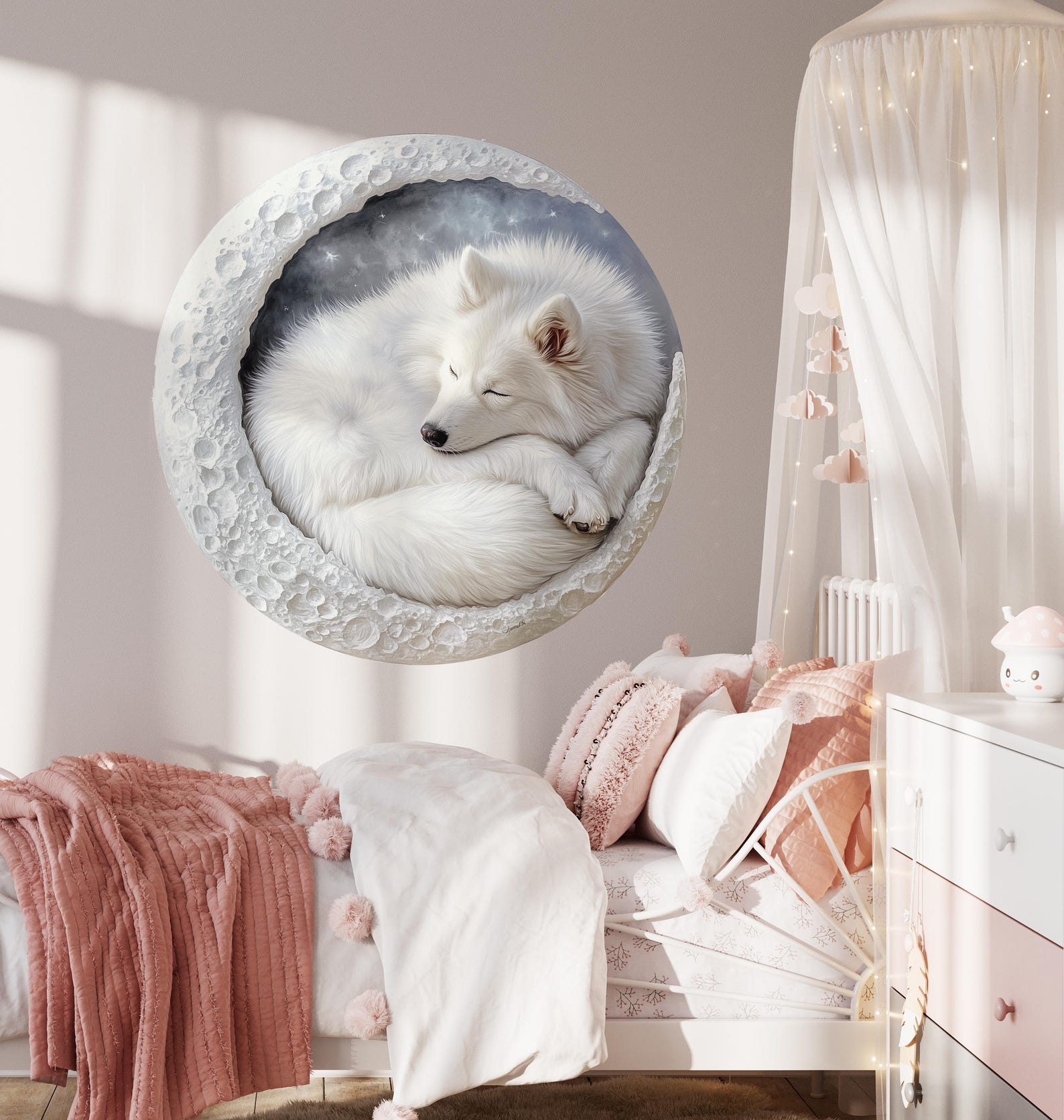 Samoyed on Moon Wall Decals for Samoyed Fans, Kids Dog Wall Decals - Etsy