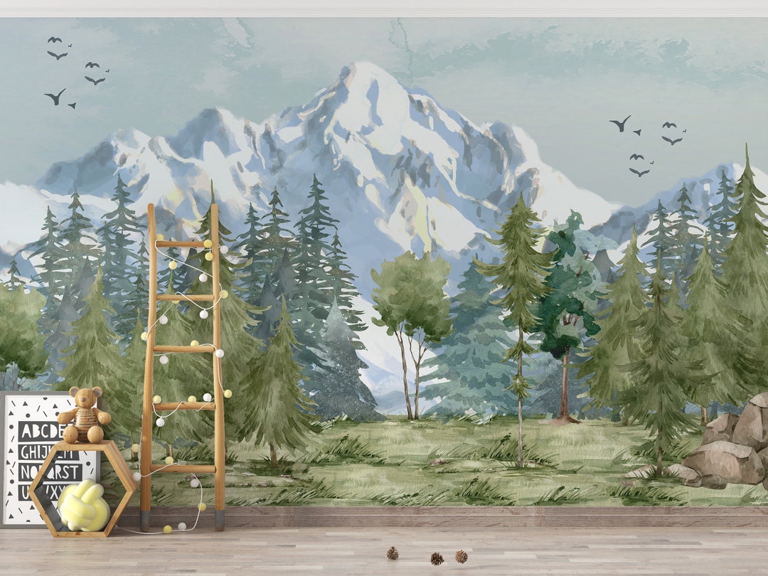 Forest Wallpaper, Pine Tree Wallpaper, Removable Wallpaper, Woodland ...