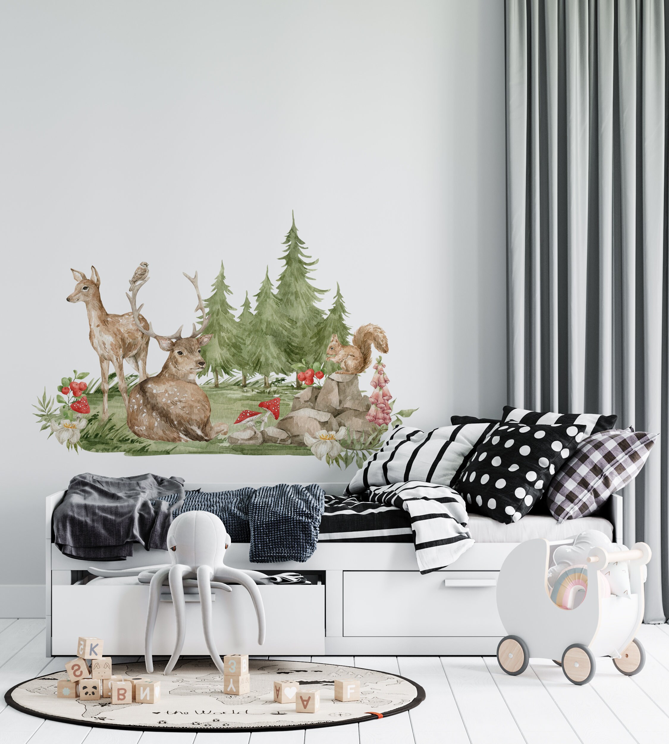 Forest Wall Decals Forest Wall Mural Woodland Decal | Etsy