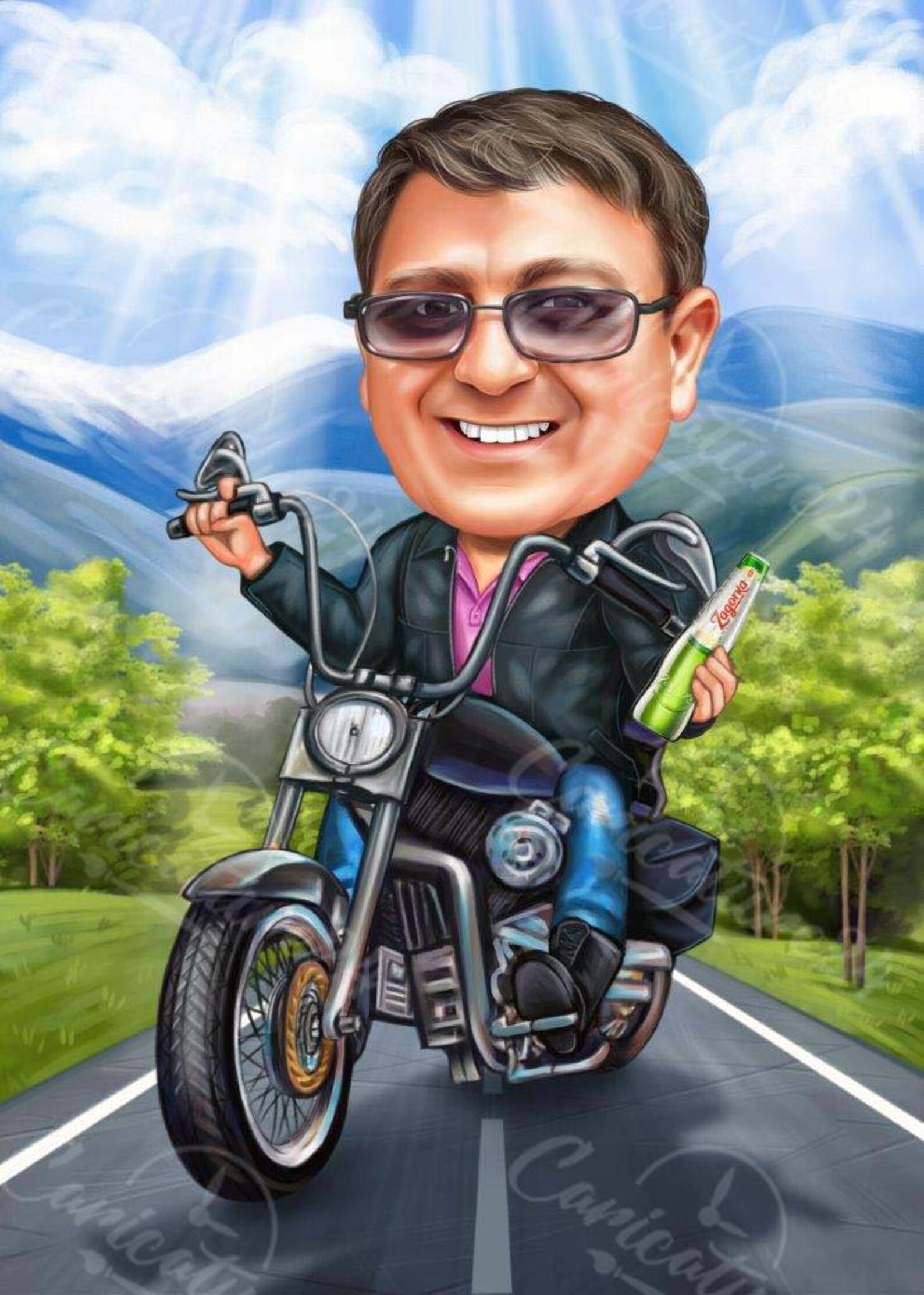 Driver caricature Driver Portrait Caricature from Photo | Etsy