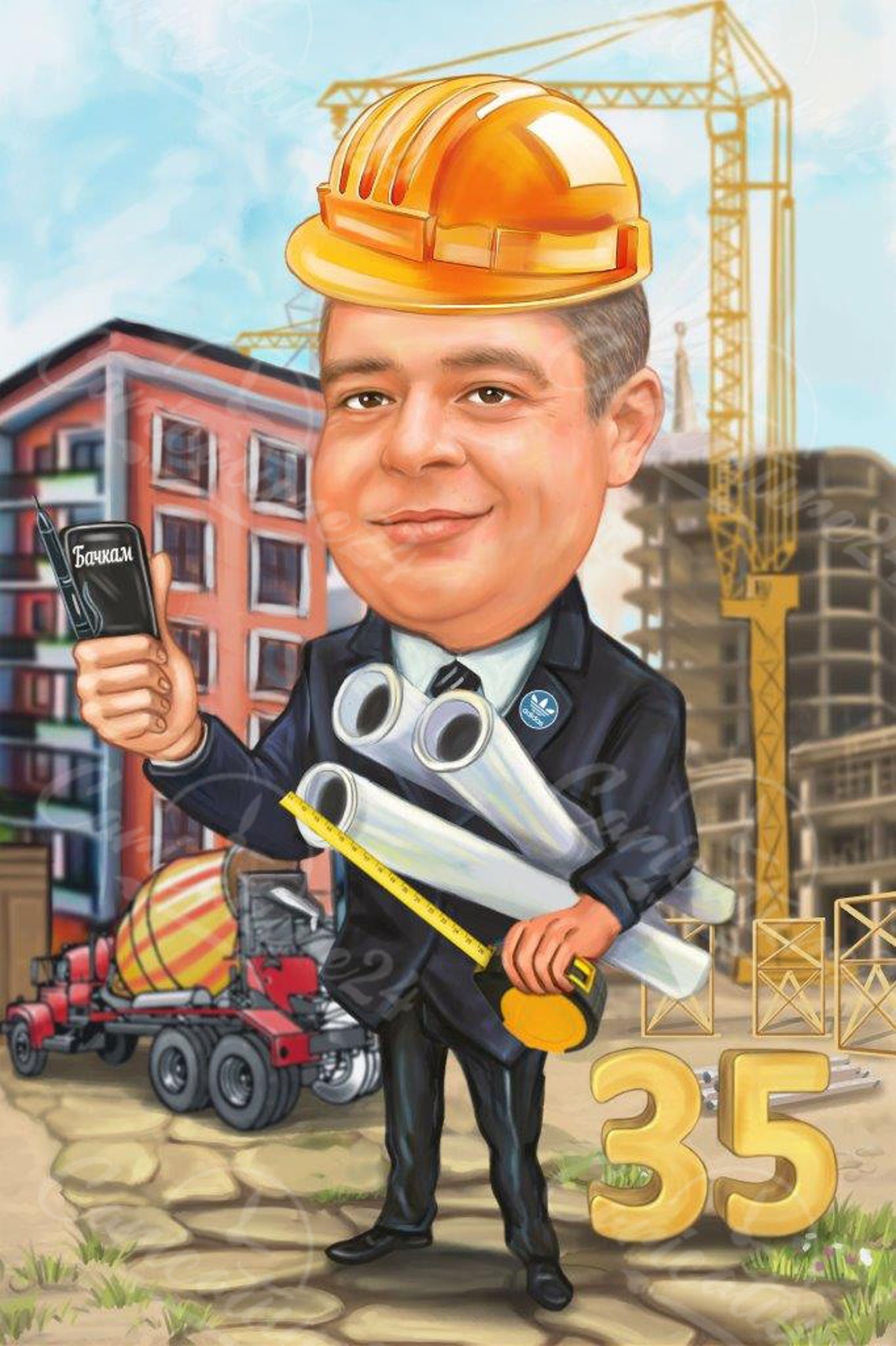 Architect Caricature, Architect Portrait, Caricature From Photo ...