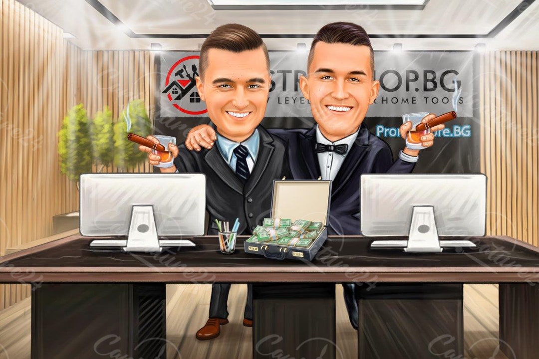 Banker Caricature, Banker Portrait, Caricature From Photo, Digital ...