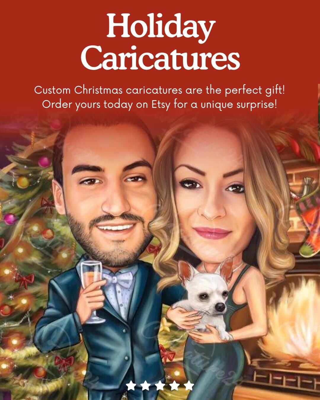Christmas Caricature From Photo, Personalized Holiday Gift, Christmas ...