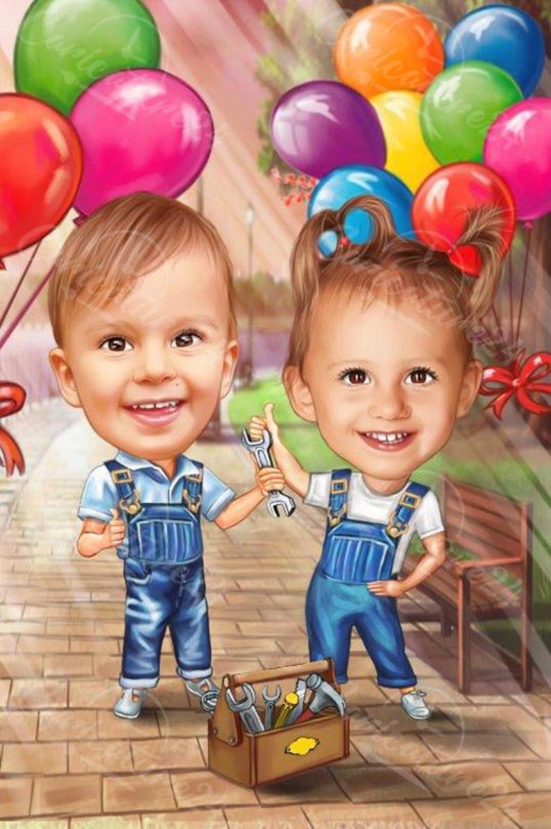 Kids Caricatures, Child Portrait, Caricature From Photo, Childrens ...