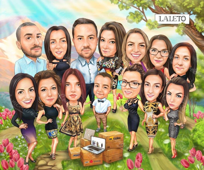 Custom Group Caricature, Group Portrait, Caricature From Photo, Digital ...