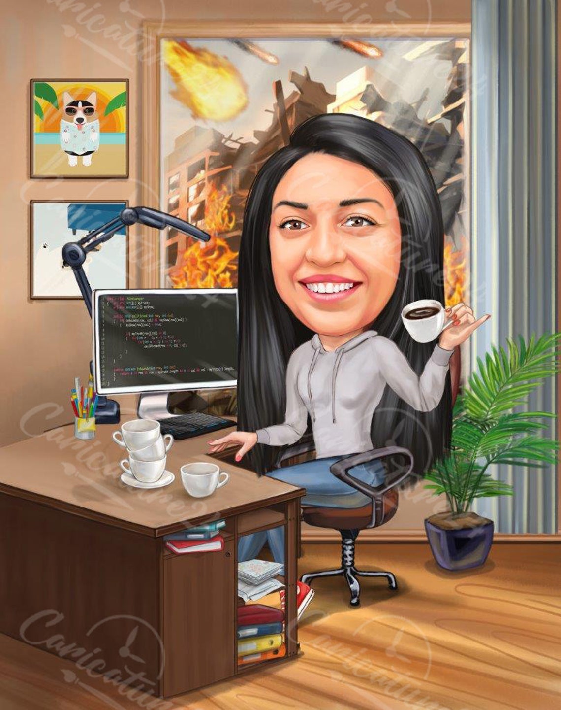 Custom Boss Caricature, Boss Portrait, Caricature From Photo, Digital ...