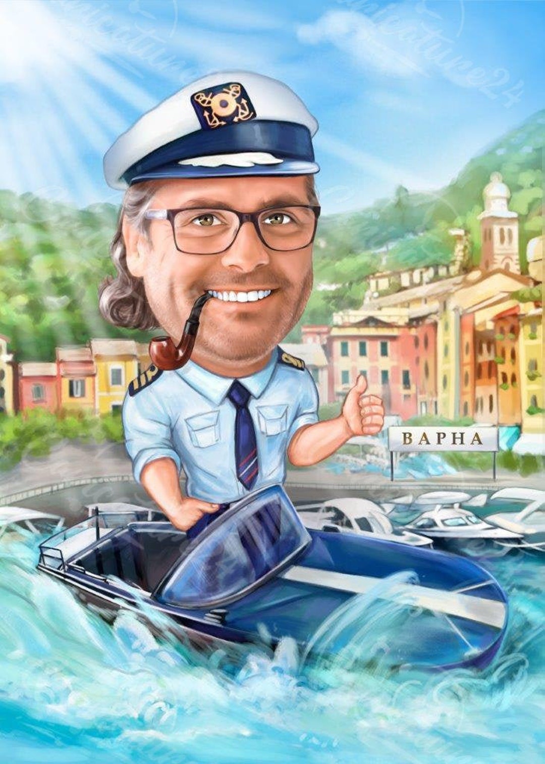 Seaman Caricature, Seaman Portrait, Caricature From Photo, Seaman Gift ...