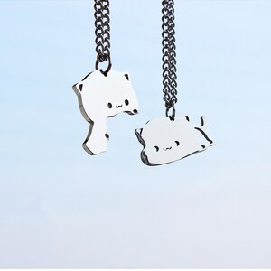 2pcs Couple Animal Lover Necklace Pair Minimalist Cat Necklaces for ...