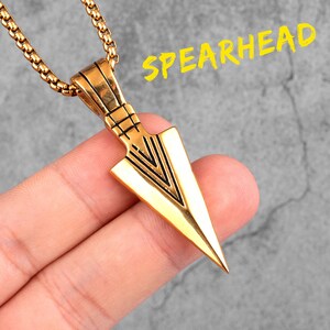 Classic Spartan Spearhead Pendant Viking Spear Necklace Punk Long Chain ...