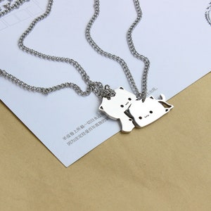 2pcs Couple Animal Lover Necklace Pair Minimalist Cat Necklaces for ...