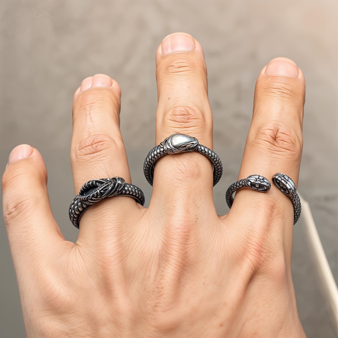 Vintage Punk Snake Ouroboros Ring - Creative Snake Animal Ring ...