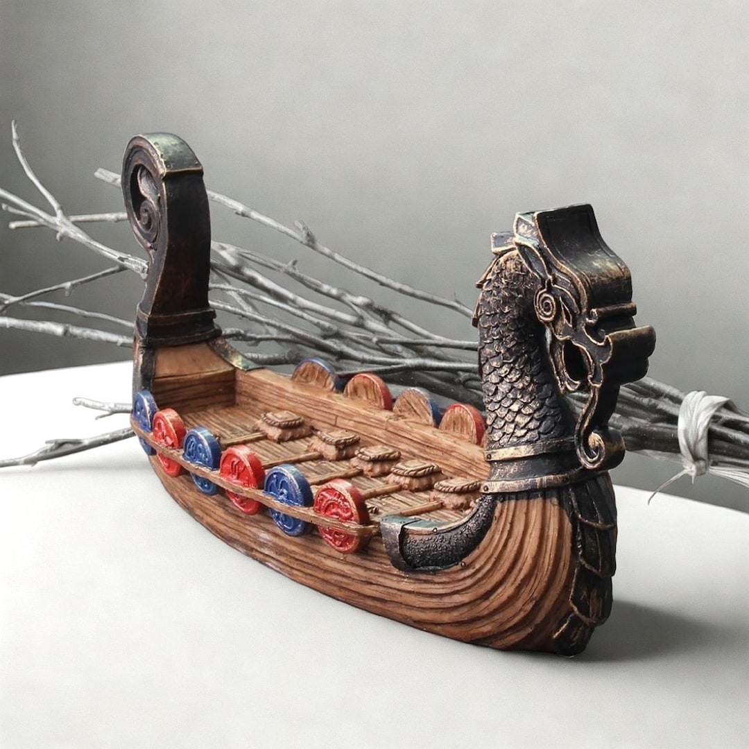 Resin Viking Dragon Boat Statue: Nordic Decor Ornament - Etsy