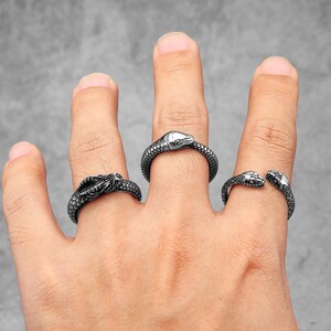 Vintage Punk Snake Ouroboros Ring Creative Snake Animal Ring Steampunk ...