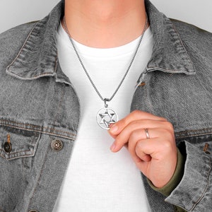 Judaism Hexagram Long Chain Necklace Creative Star Pendant Retro ...