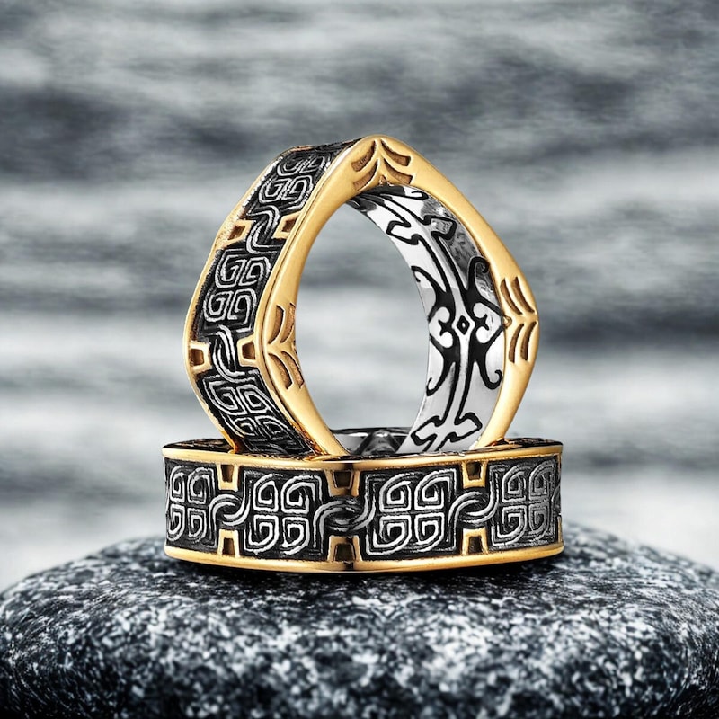 Vintage Two Tone Band Stack - Etsy