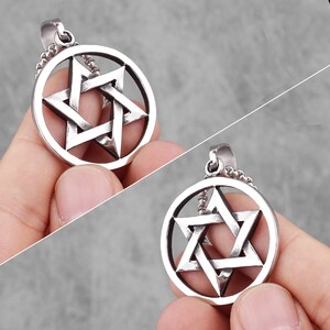 Judaism Hexagram Long Chain Necklace Creative Star Pendant Retro ...