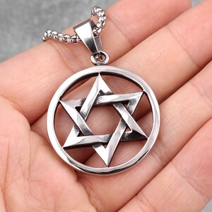 Judaism Hexagram Long Chain Necklace Creative Star Pendant Retro ...