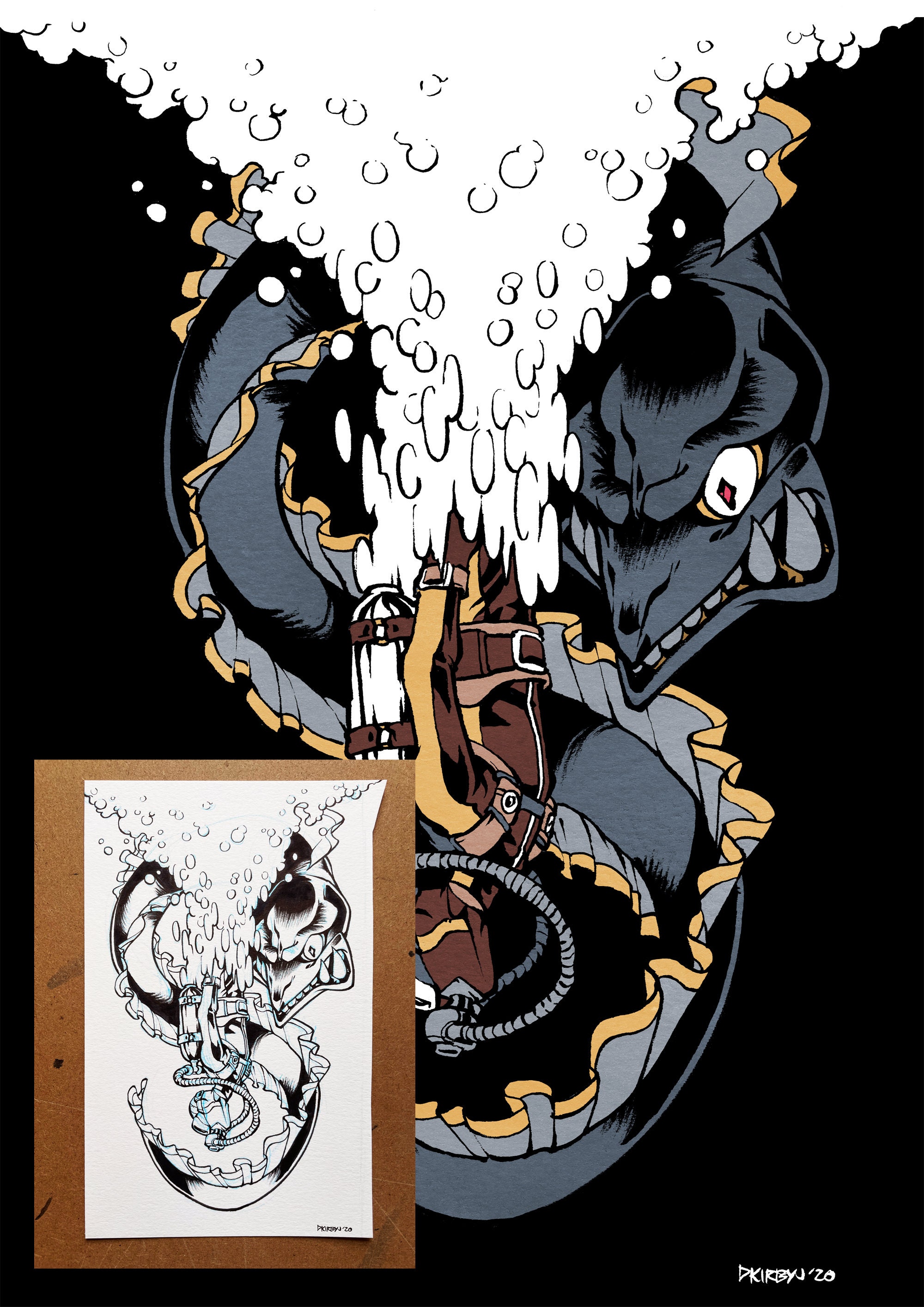 Drawloween 2020 Day 05 Drawing: Dive - Etsy