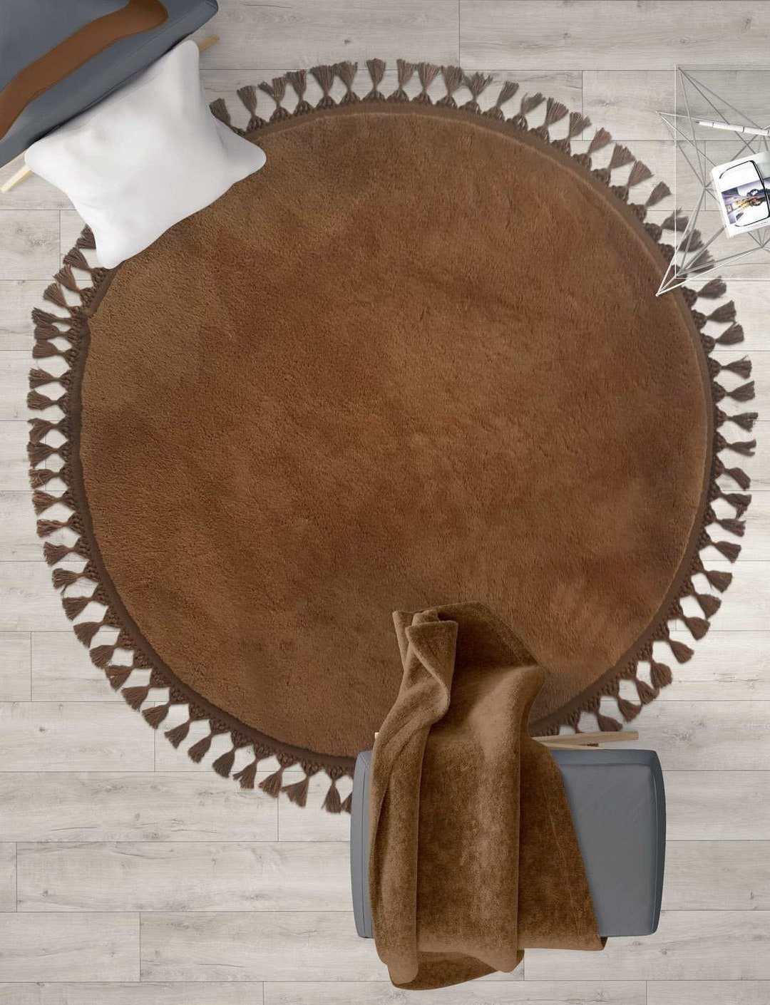 Puffy Rug Modern Rug Handmade Look Rug Brown Rug Home - Etsy