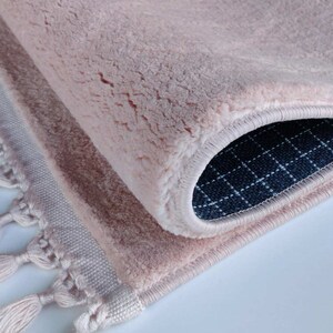 Fluffy Pink Round Rug: Modern Washable Cotton Carpet - Etsy