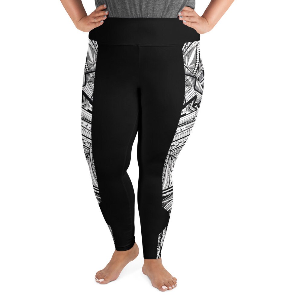 Samoan Black White Tatau Plus Size Leggings - Etsy