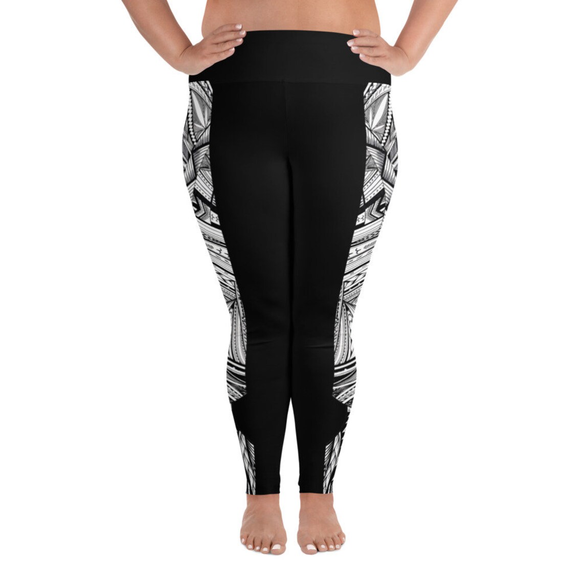Samoan Black White Tatau Plus Size Leggings - Etsy