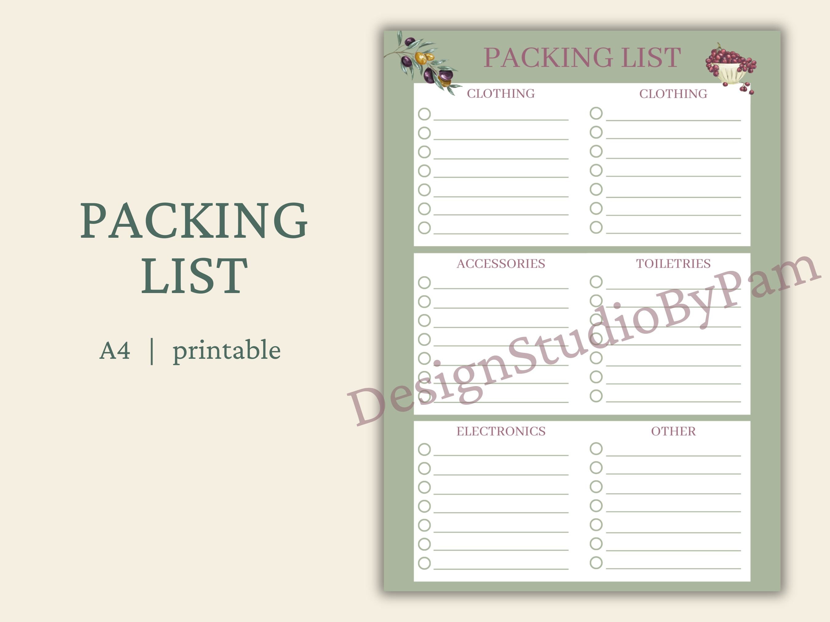 Packing List PDF Printable | Travel | Aesthetic | Holiday | Green - Etsy
