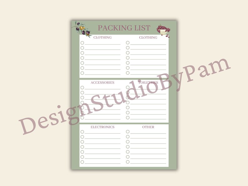 Packing List PDF Printable | Travel | Aesthetic | Holiday | Green - Etsy