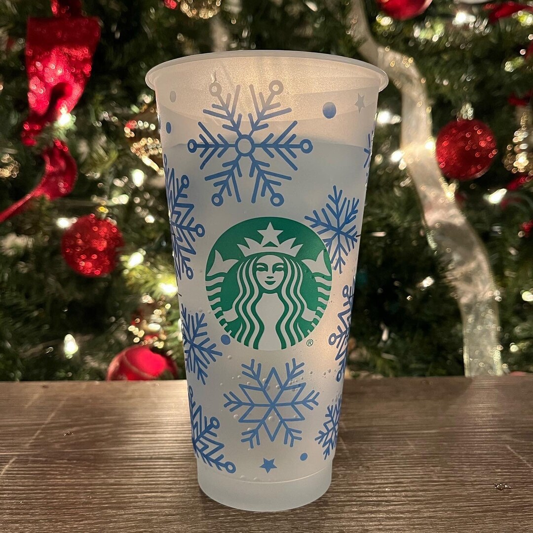 Color Changing Snowflake Starbucks Cold Cup, Reusable 24 Oz Cold Cup ...