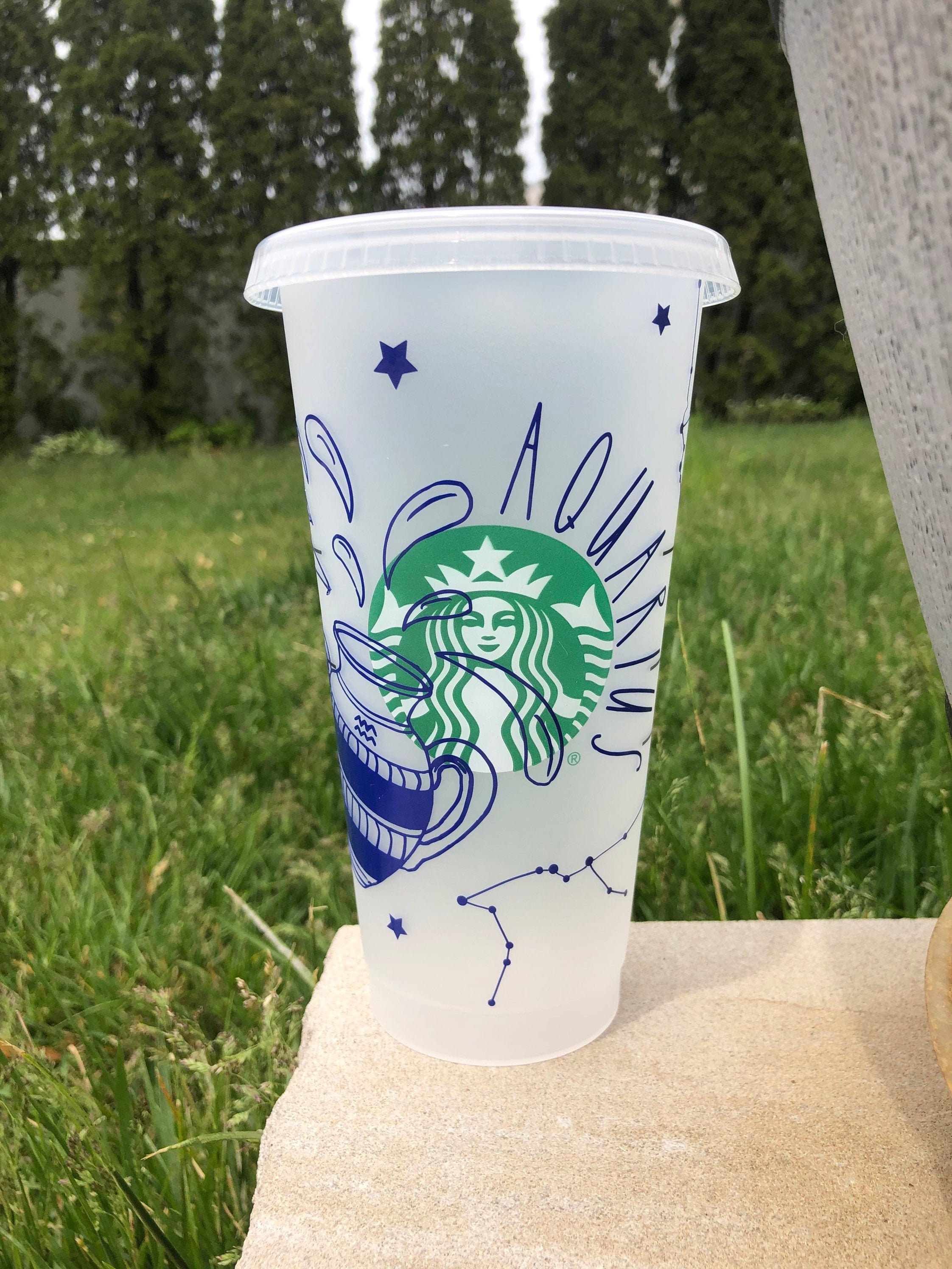 Custom Aquarius Zodiac Cold Cup, Reusable 24 Oz Cold Cup, Personalized ...