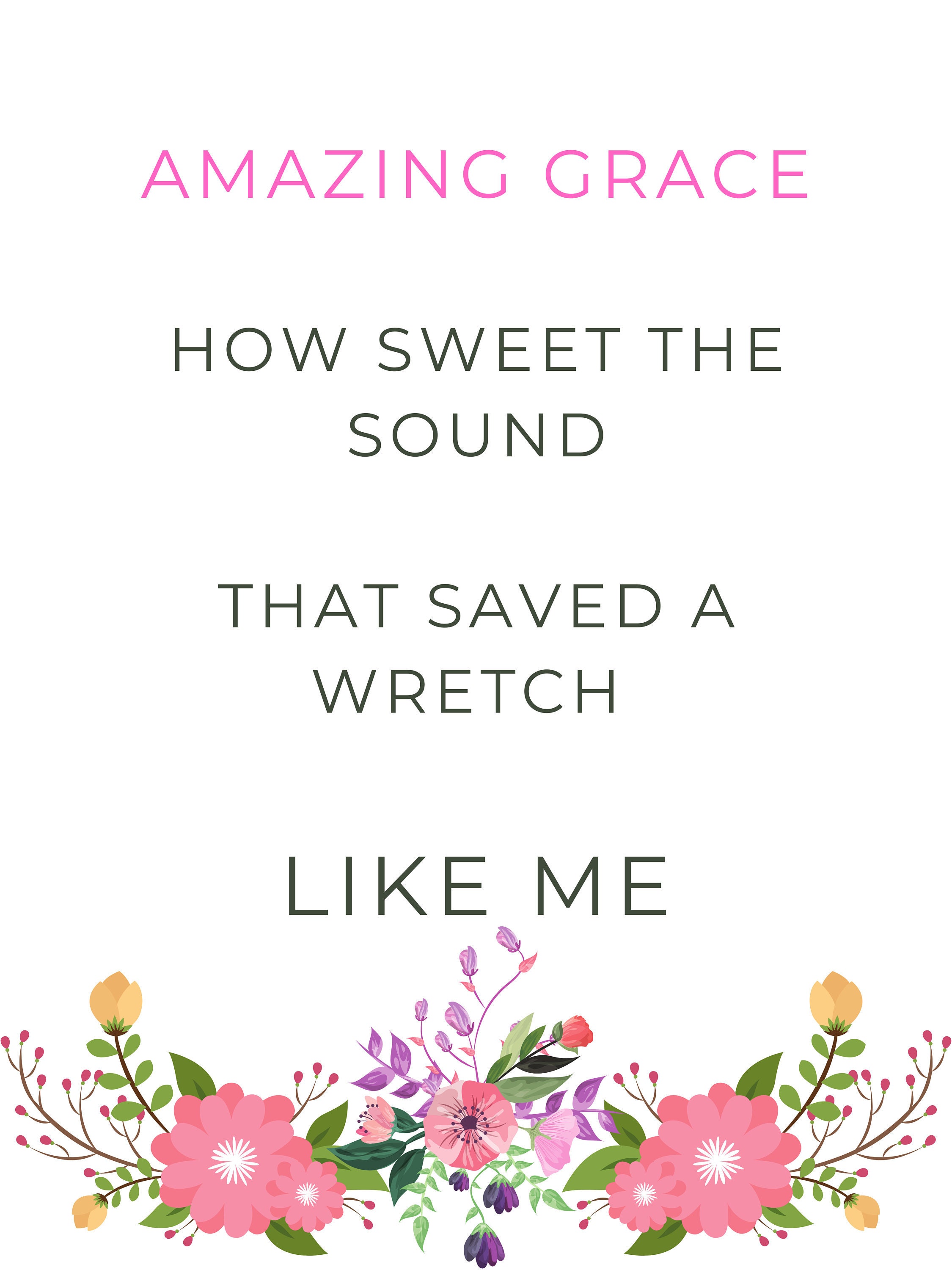 Amazing Grace Wall Hanging Printable Scriptures Christian Decor Bible ...