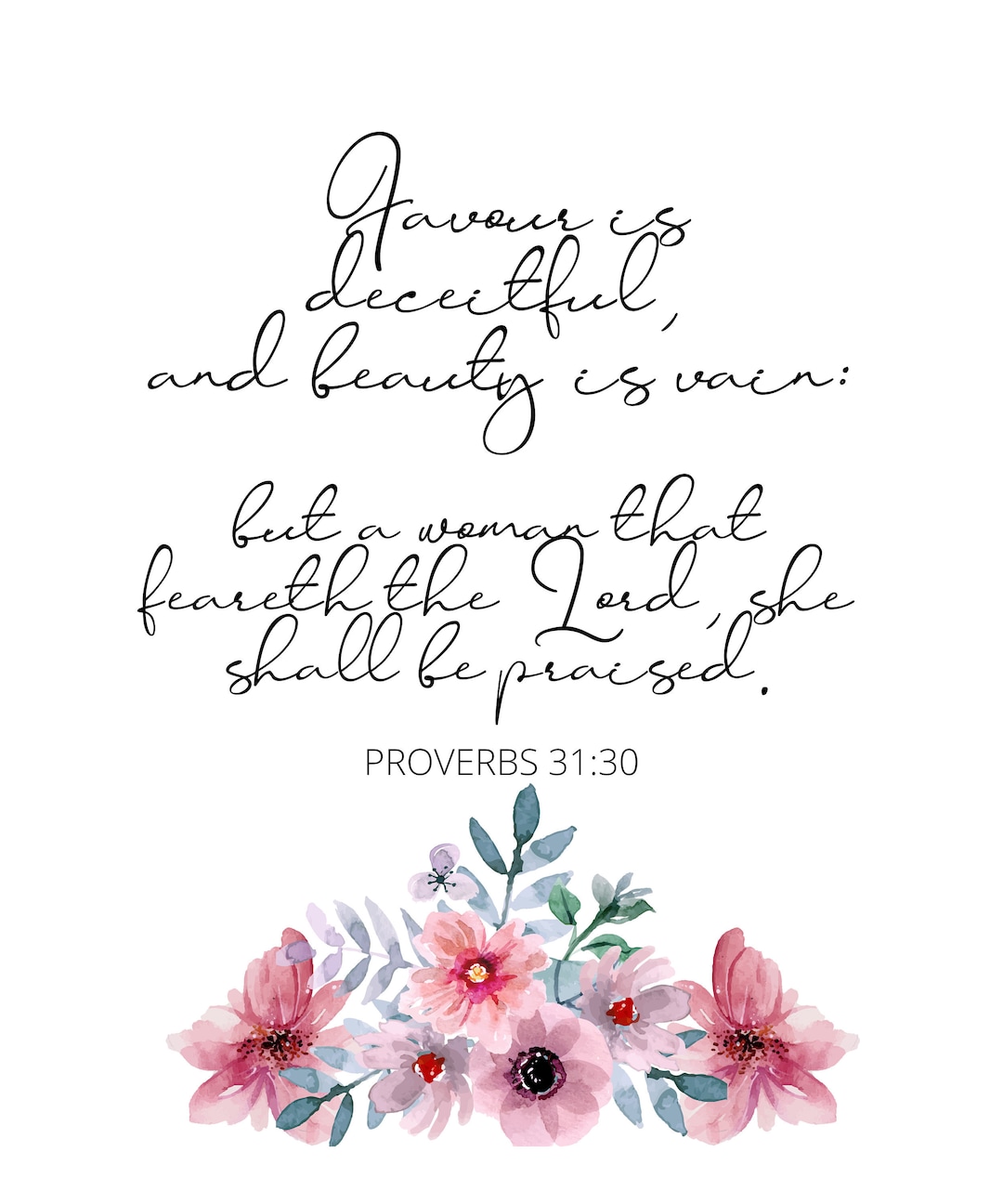 PROVERBS 31:30 Digital Download and Print - KJV Scripture Art ...