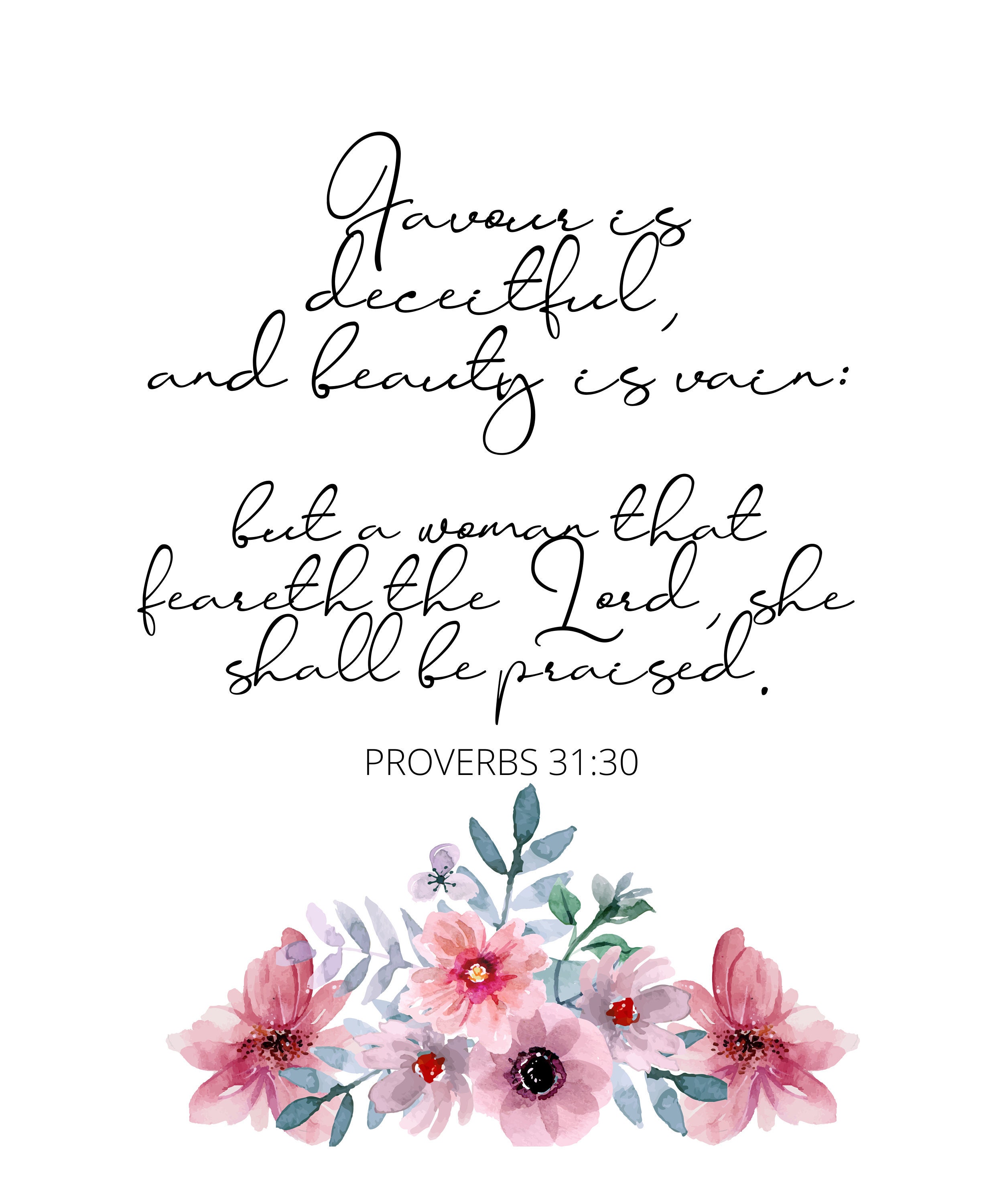 PROVERBS 31:30 Digital Download and Print - KJV Scripture Art ...