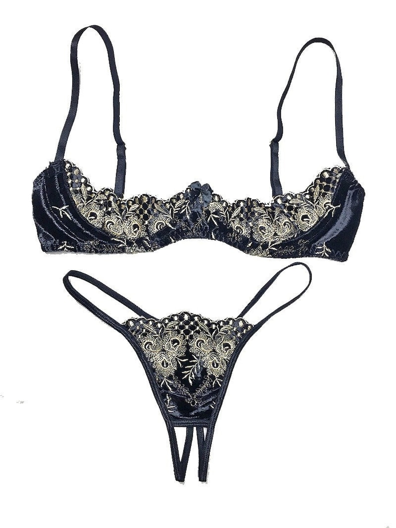 Open Crotch Uncensored Shelf Bra And Panty Set Open Crotch Etsy 