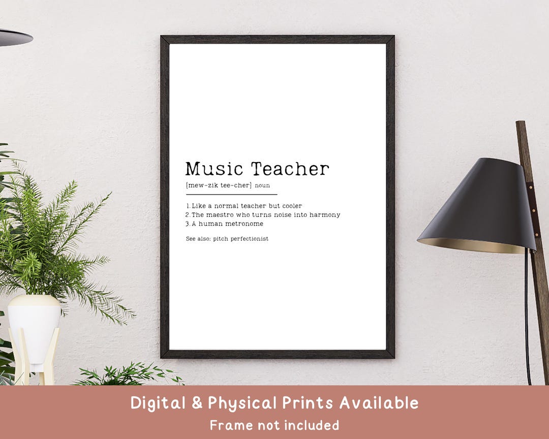 Funny Music Teacher Definition Wall Art | Piano Teacher Home Decor ...