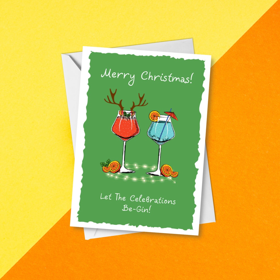 Let the Celebrations Be-gin Funny Christmas Card Pun | Cute Festive ...